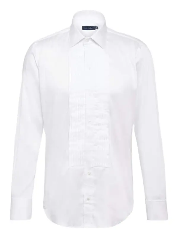 Thom Sweeney Cotton-blend Poplin Tuxedo Shirt - White