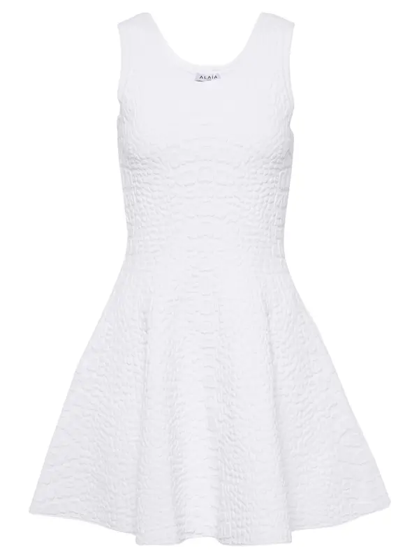 Alaïa Croc-effect Knitted Minidress - White