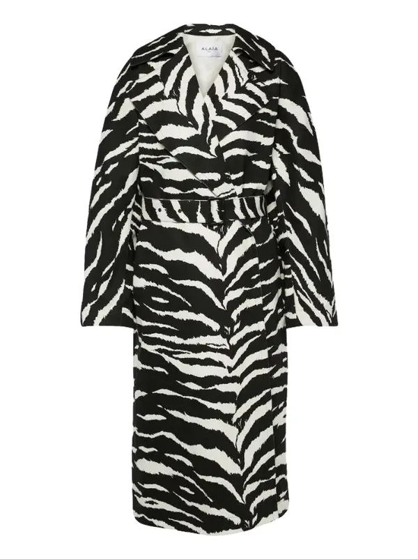 Alaïa Zebra-print Denim Trench Coat - Multicoloured
