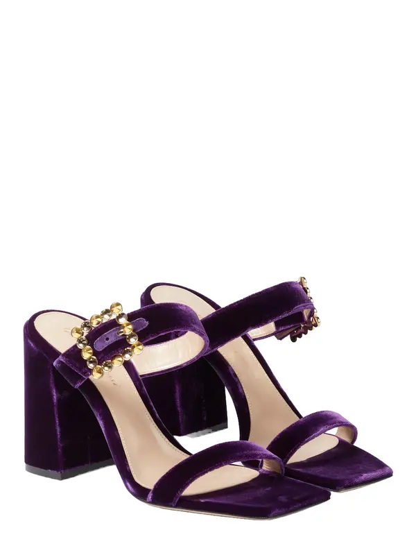 GIANVITO ROSSI Wondy Embellished Velvet Mules - Purple