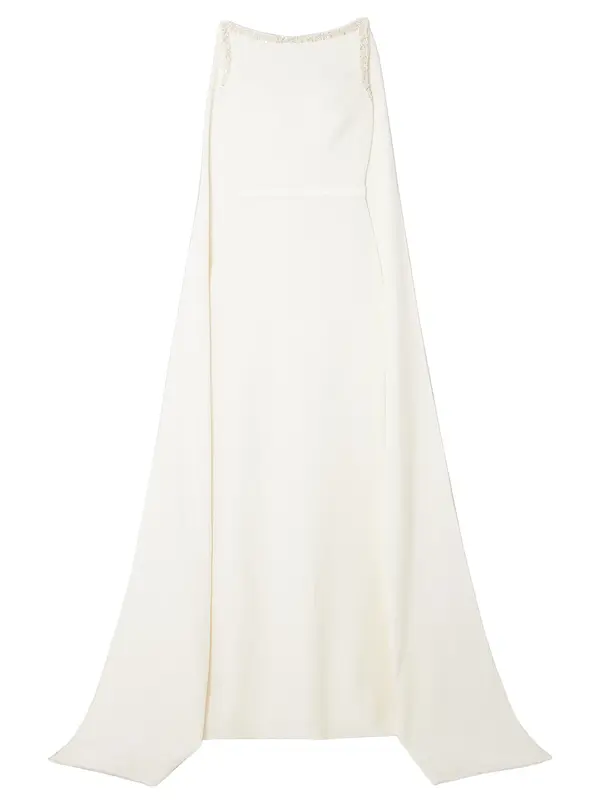 Safiyaa Ginevra Cape-effect Gown - White