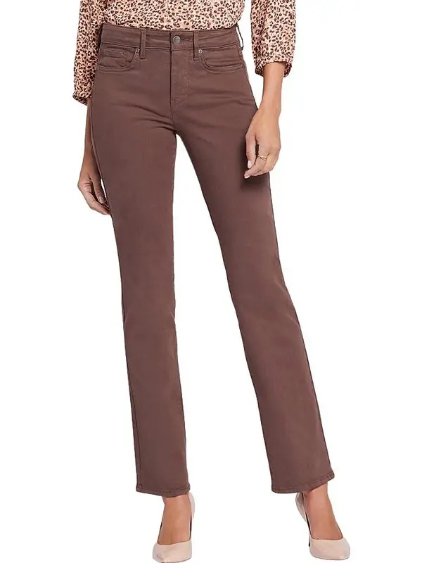 NYDJ Marilyn High Rise Straight Jeans - Coffee Bean