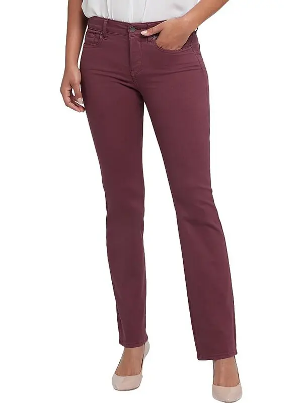 NYDJ Marilyn High Rise Straight Jeans - Dark Cherry