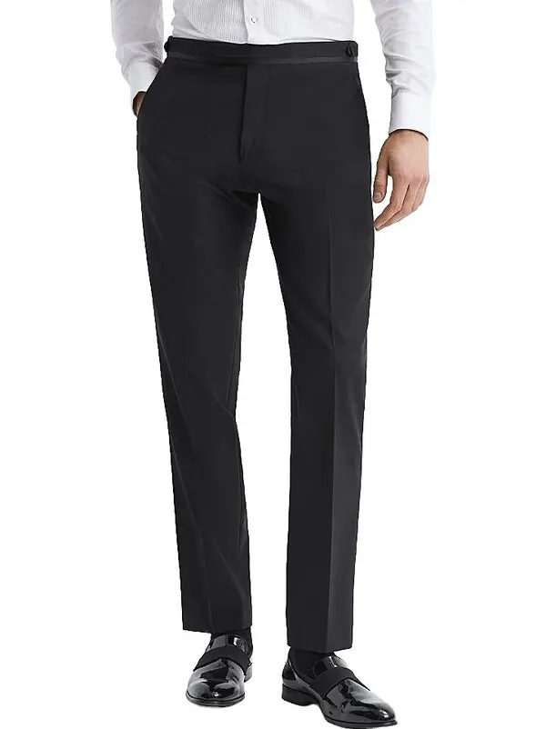 REISS Poker Satin Trim Tuxedo Pants - Black