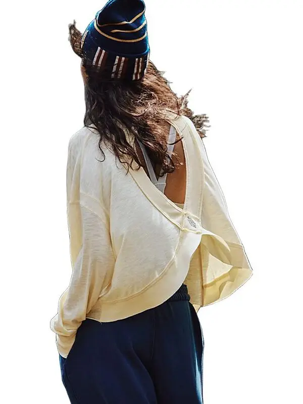 Free People Layer Top With Open-cut Back - Sunlit Yellow