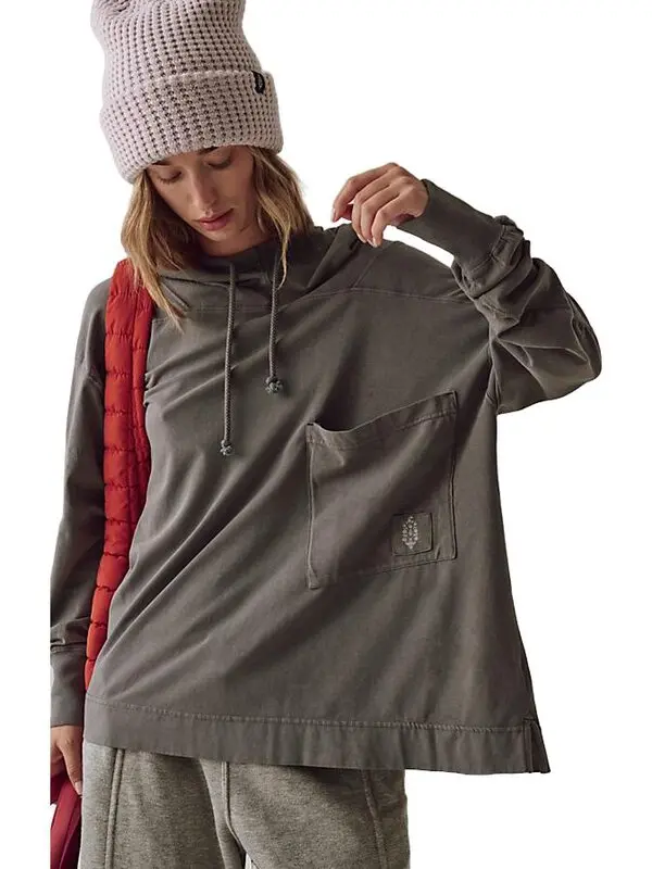 Free People Hot Shot Hooded Layer - Gunmetal