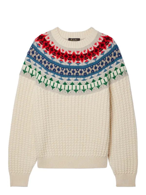 Loro Piana Noel Fair Isle Cable-knit Cashmere Sweater - Multi