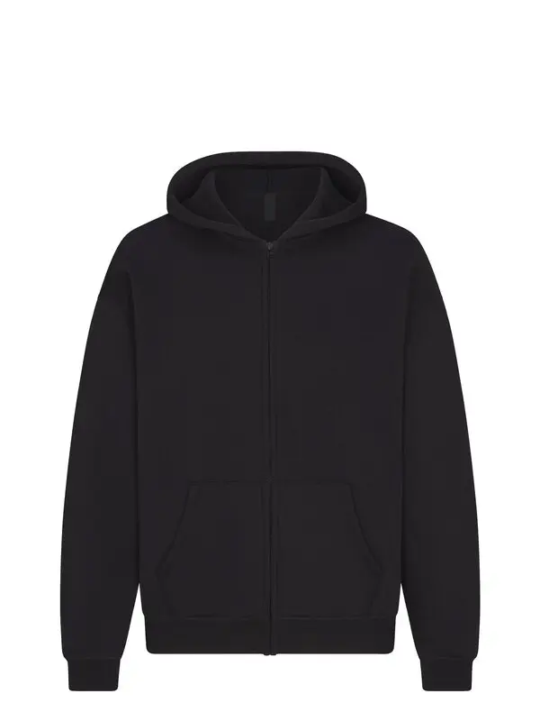 SKIMS Relaxed Fleece Zip Up Hoodie - Washed Onyx