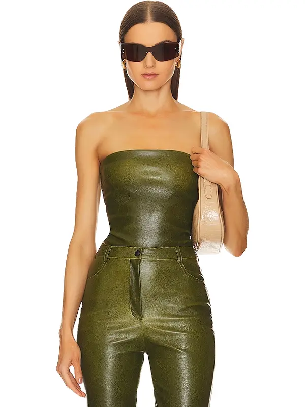 CULTNAKED Killa Faux Leather Bandeau Top - Peridot