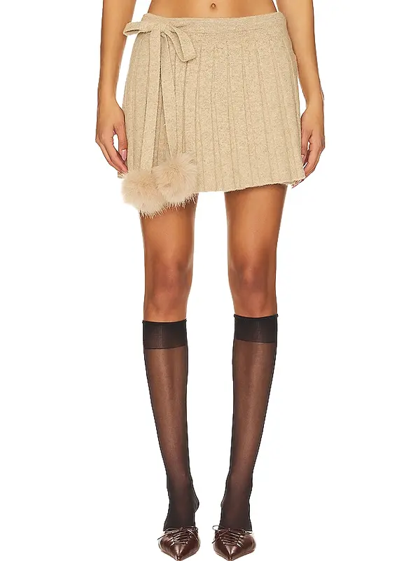 LOBA Nili Pleated Wrap Skirt - Tan