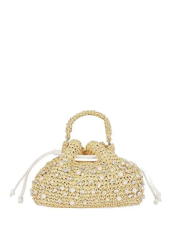 BTB LOS ANGELES Nia Mini Crystal Bucket Bag - Natural