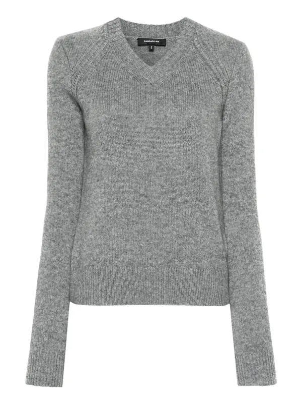 Barbara Bui V-neck Ladder-stitch Jumper - Grey