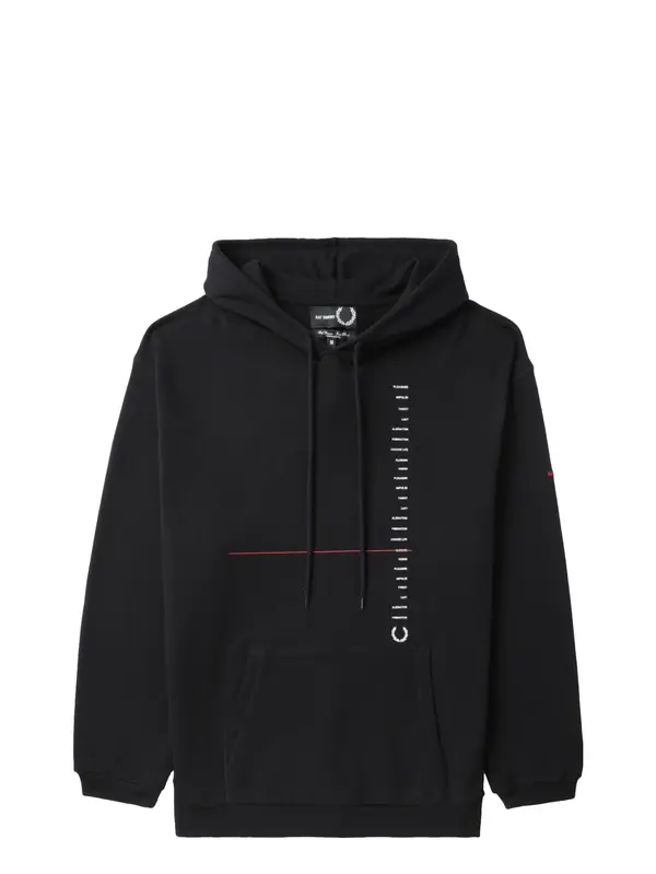 Fred Perry X Raf Simons Logo-embroidered Hoodie - Black