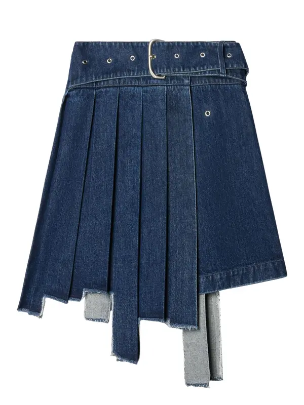 Off-White Pleated Denim Skirt - Blue