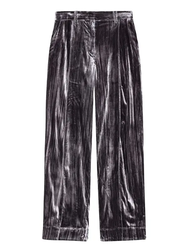 GANNI Striped Velvet-finish Trousers - Black