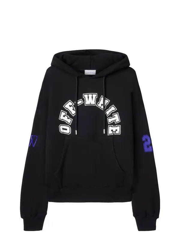 Off-White Football-print Cotton Hoodie - Black