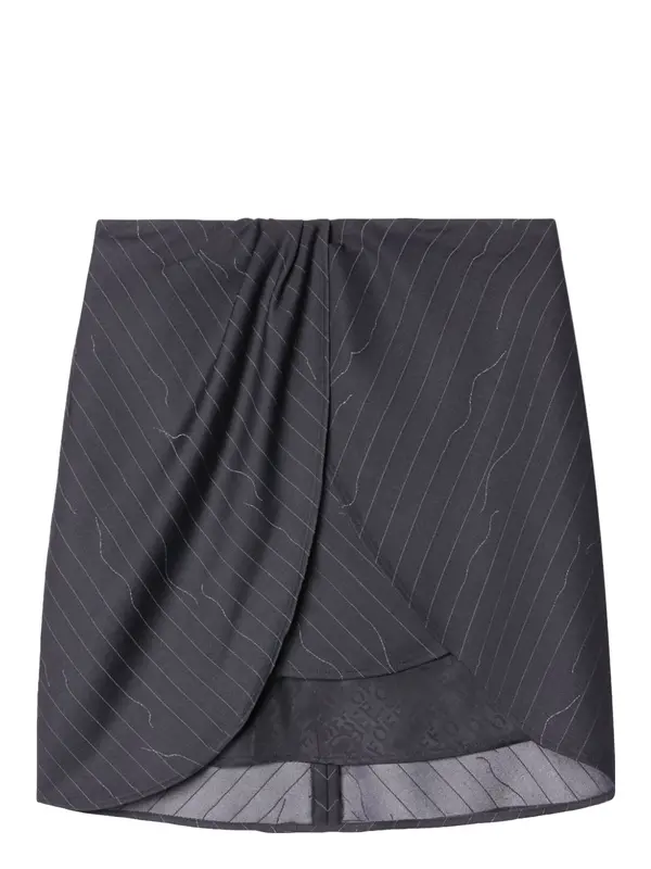 Off-White Pinstripe Draped Miniskirt - Grey