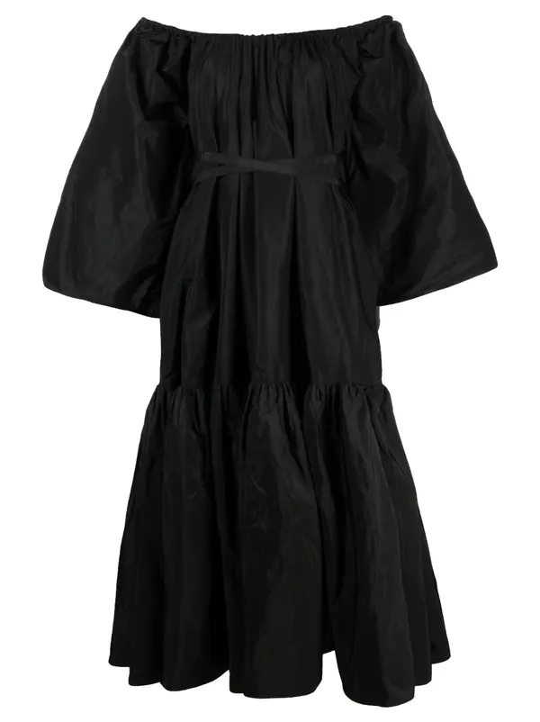 Patou Off-shoulder Ruched Midi Dress - Black