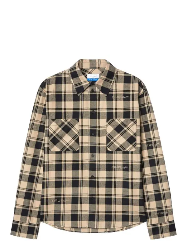 Off-White Plaid Flannel Shirt - Neutrals