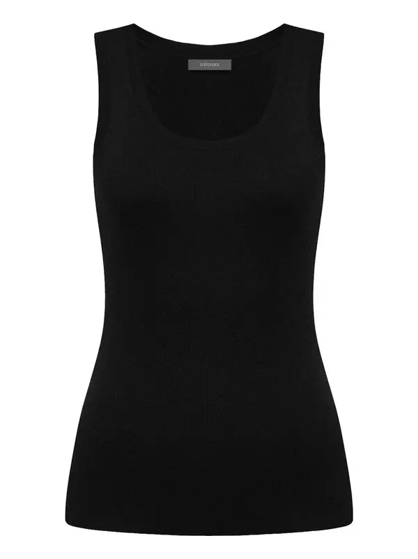 12 STOREEZ Ribbed-knit Merino Wool Tank Top - Black