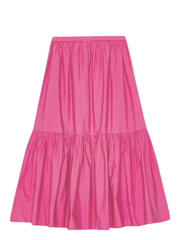 GANNI Ruffled Organic-cotton Midi Skirt - Pink