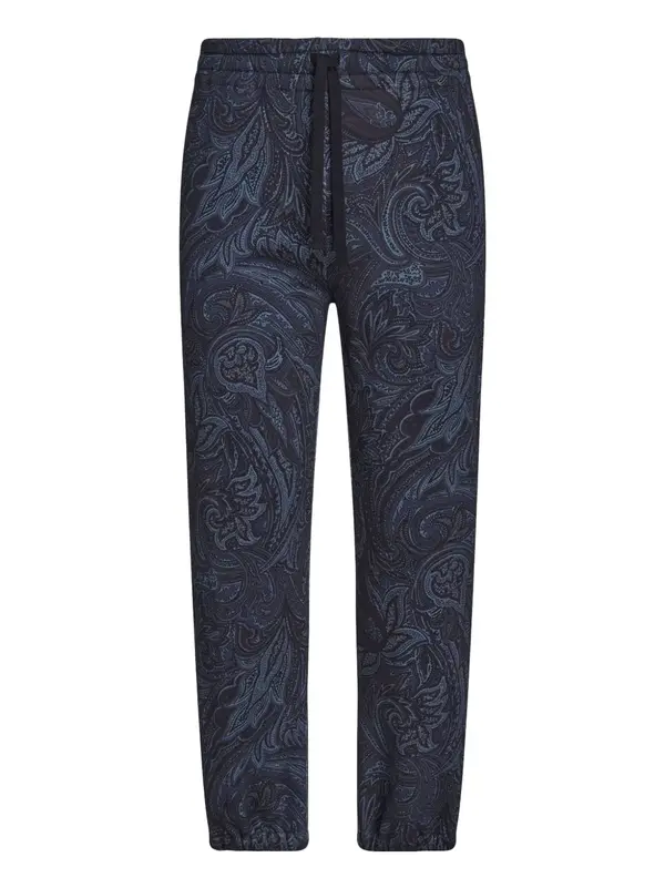 Etro Paisley-print Cotton Track Pants - Blue