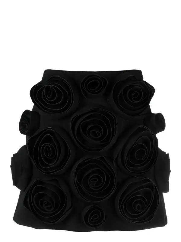 Viktor & Rolf Rose-appliqué Miniskirt - Black
