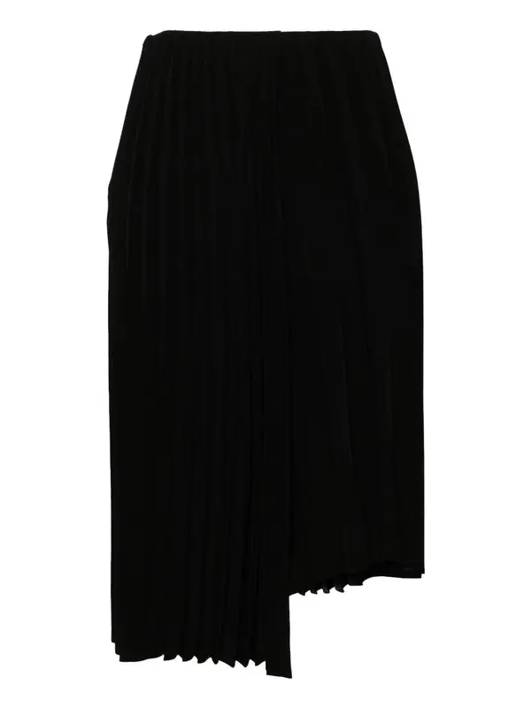 Saint Laurent Pleated Midi Skirt - Black
