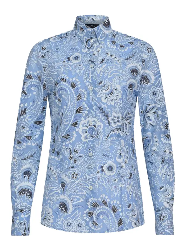 Etro Paisley-print Cotton-silk Blend Shirt - Blue