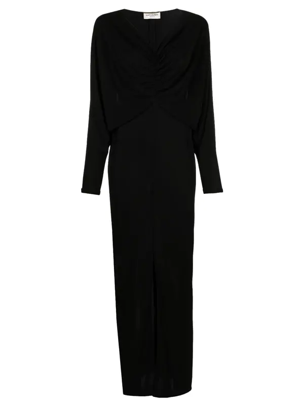 Saint Laurent Draped Maxi Dress - Black