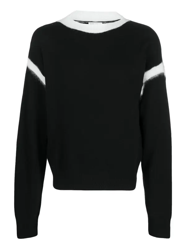 Saint Laurent Bicolour Knitted Jumper - Black