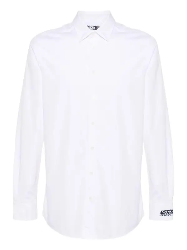 Moschino Logo-embroidered Cotton Shirt - White