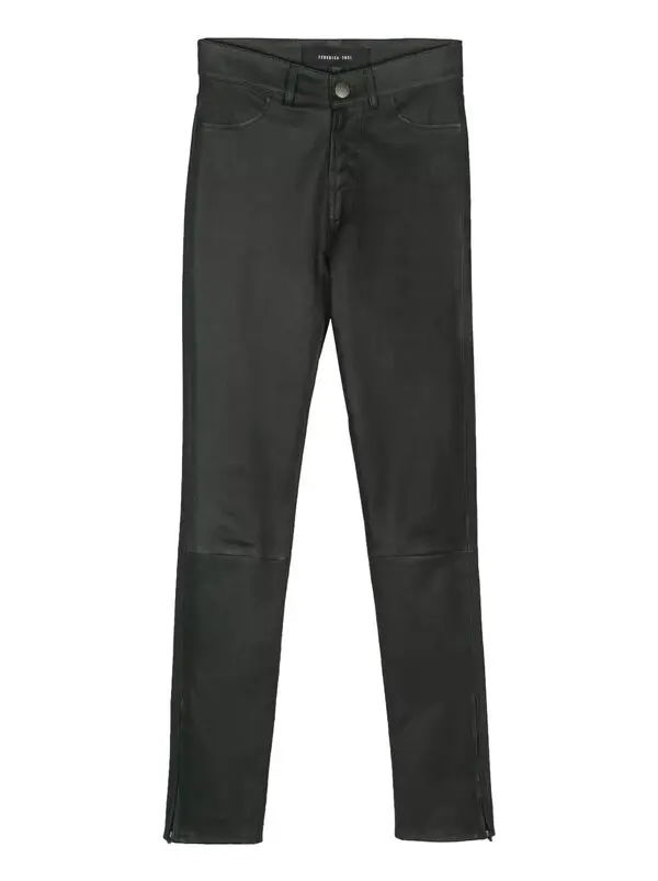 Federica Tosi Mid-rise Leather Skinny Trousers - Green
