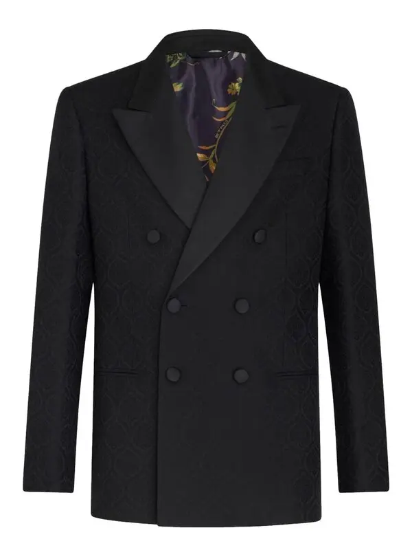 Etro Jacquard Double-breasted Blazer - Black