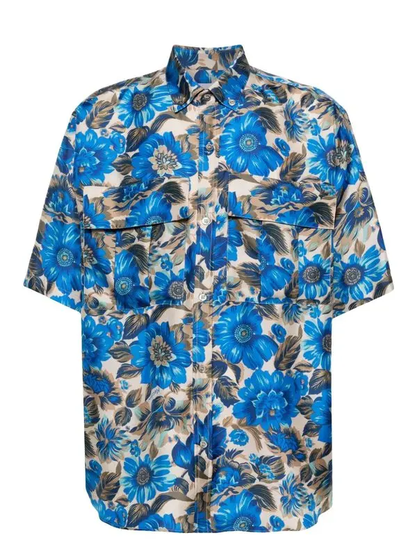 Moschino Floral-print Silk Shirt - Blue