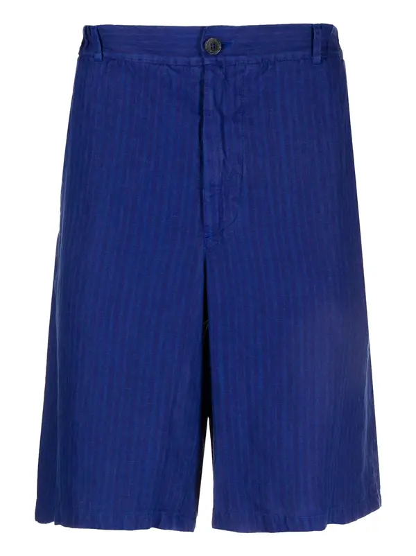 120% Lino Linen Bermuda Shorts - Blue