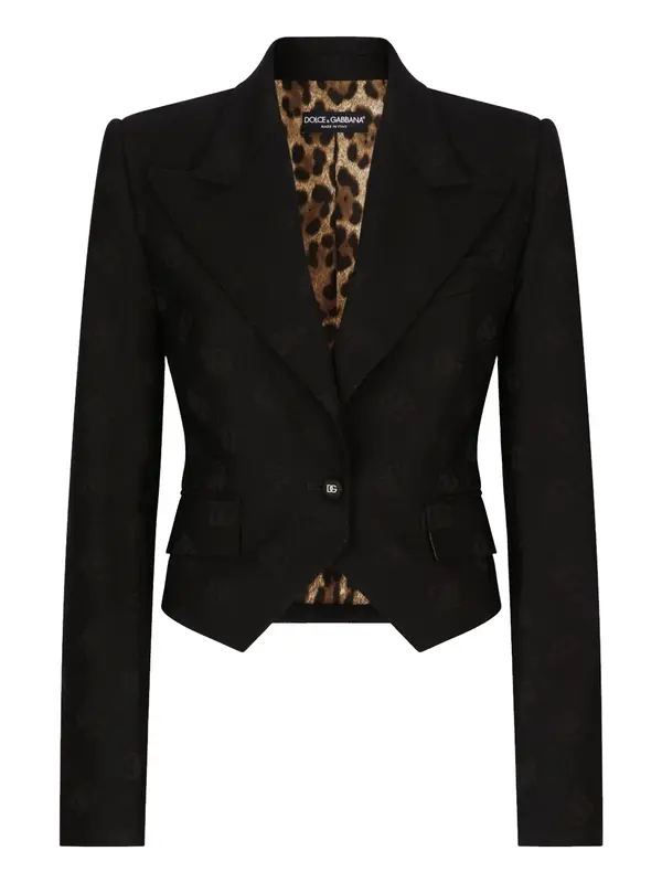 Dolce & Gabbana Monogram Jacquard Single-breasted Blazer - Black