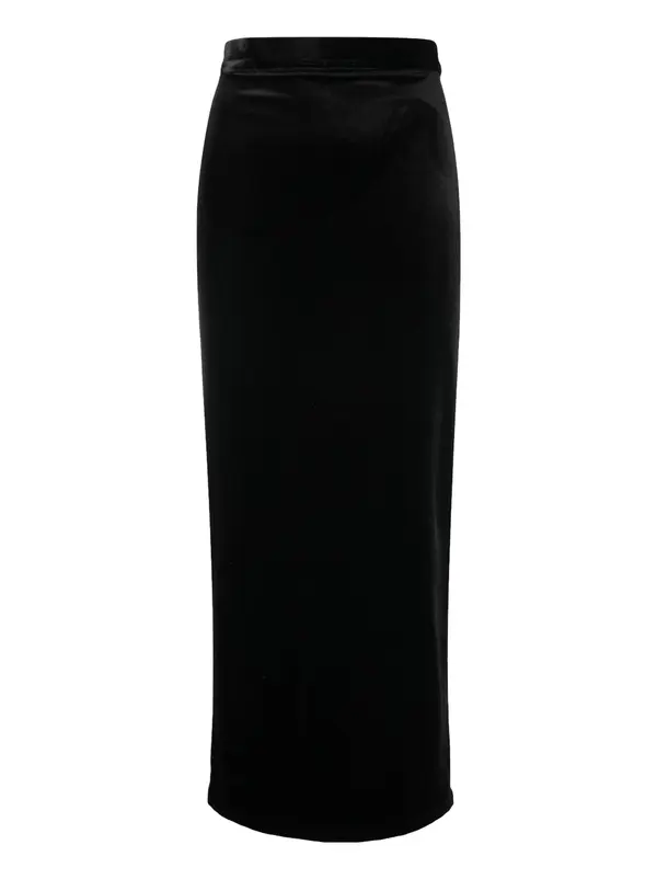 ANA RADU Velvet Maxi Skirt - Black