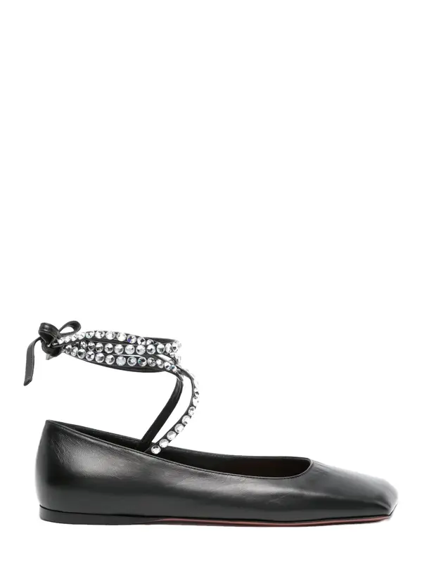 Amina Muaddi Ane Square-toe Ballerinas - Black