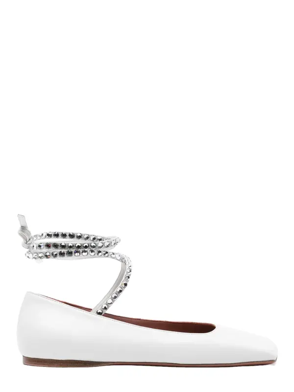 Amina Muaddi Anne Lace-up Ballerinas - White