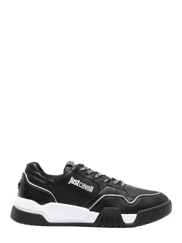 Just Cavalli Logo-print Leather Sneakers - Black