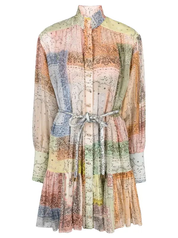Zimmermann Matchmaker Bandana Patch-print Mini Dress - Neutrals