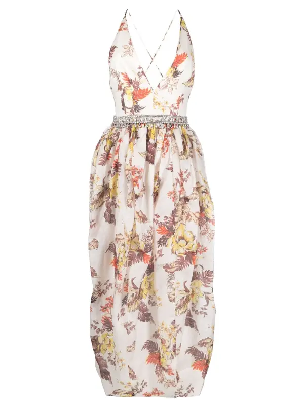Zimmermann Matchmaker Tulip Floral-print Midi Dress - Neutrals