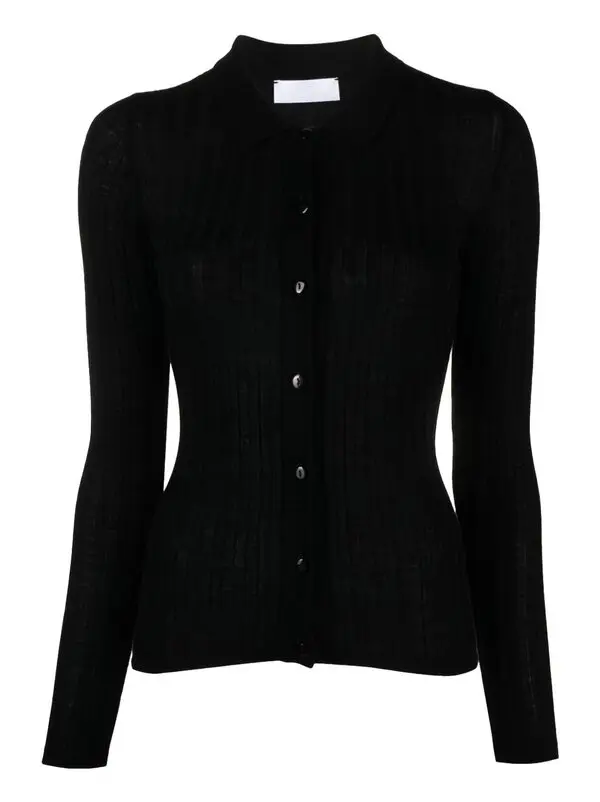 RXQUETTE Ribbed-knit Polo Cardigan - Black