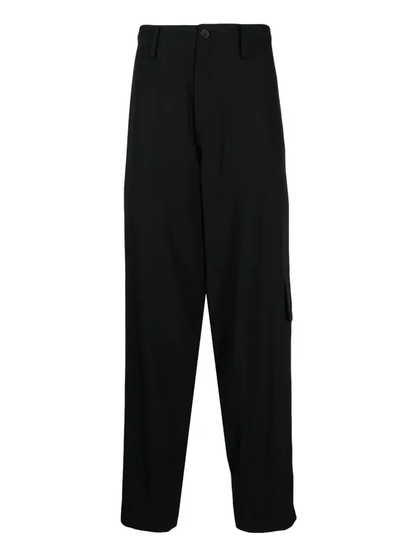Yohji Yamamoto Tapered-leg Wool Trousers - Black