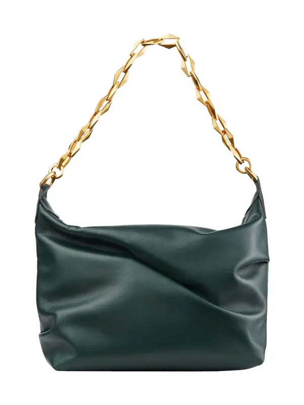 JIMMY CHOO Small Diamond Soft Leather Shoulder Bag - Green