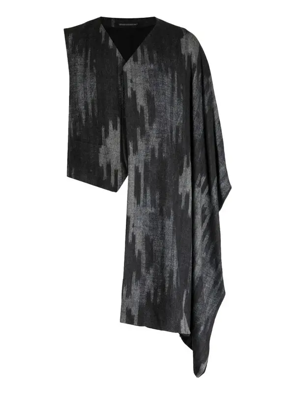 Yohji Yamamoto Graphic-print Asymmetric Vest - Black