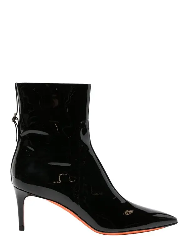Santoni 65mm Patent Leather Ankle Boots - Black