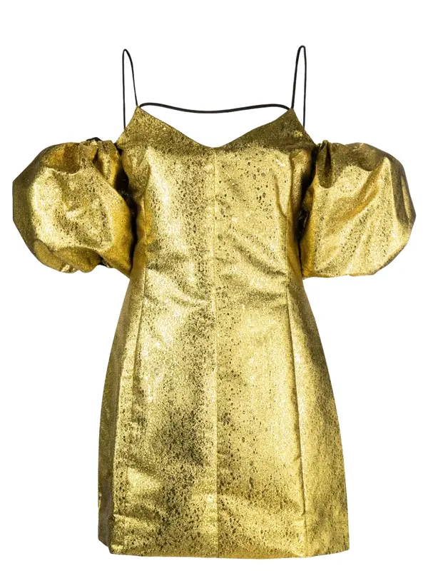 Stine Goya Brera Puff-sleeves Minidress - Gold