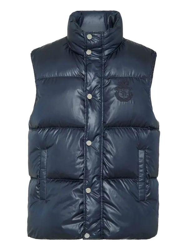 BILLIONAIRE Logo-embroidered Padded Gilet - Blue